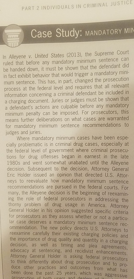 Solved PART 2 INDIVIDUALS IN CRIMINAL JUSTICE Case Study: | Chegg.com