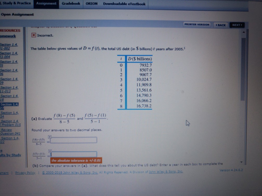 Solved Study & Practice Assignment Gradebook ORION | Chegg.com