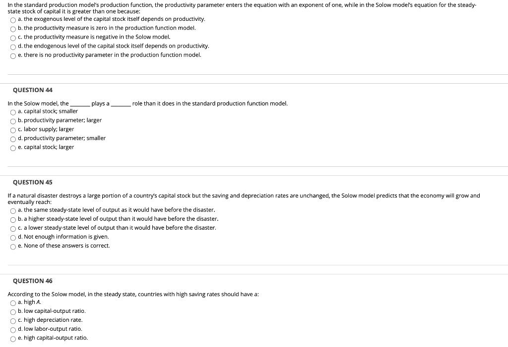 Solved In the standard production model's production | Chegg.com