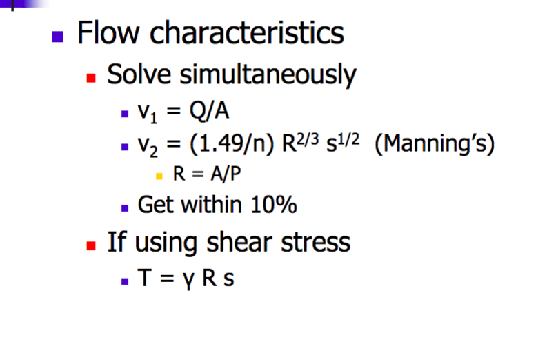 Using Manning’s equation and continuity, design a | Chegg.com