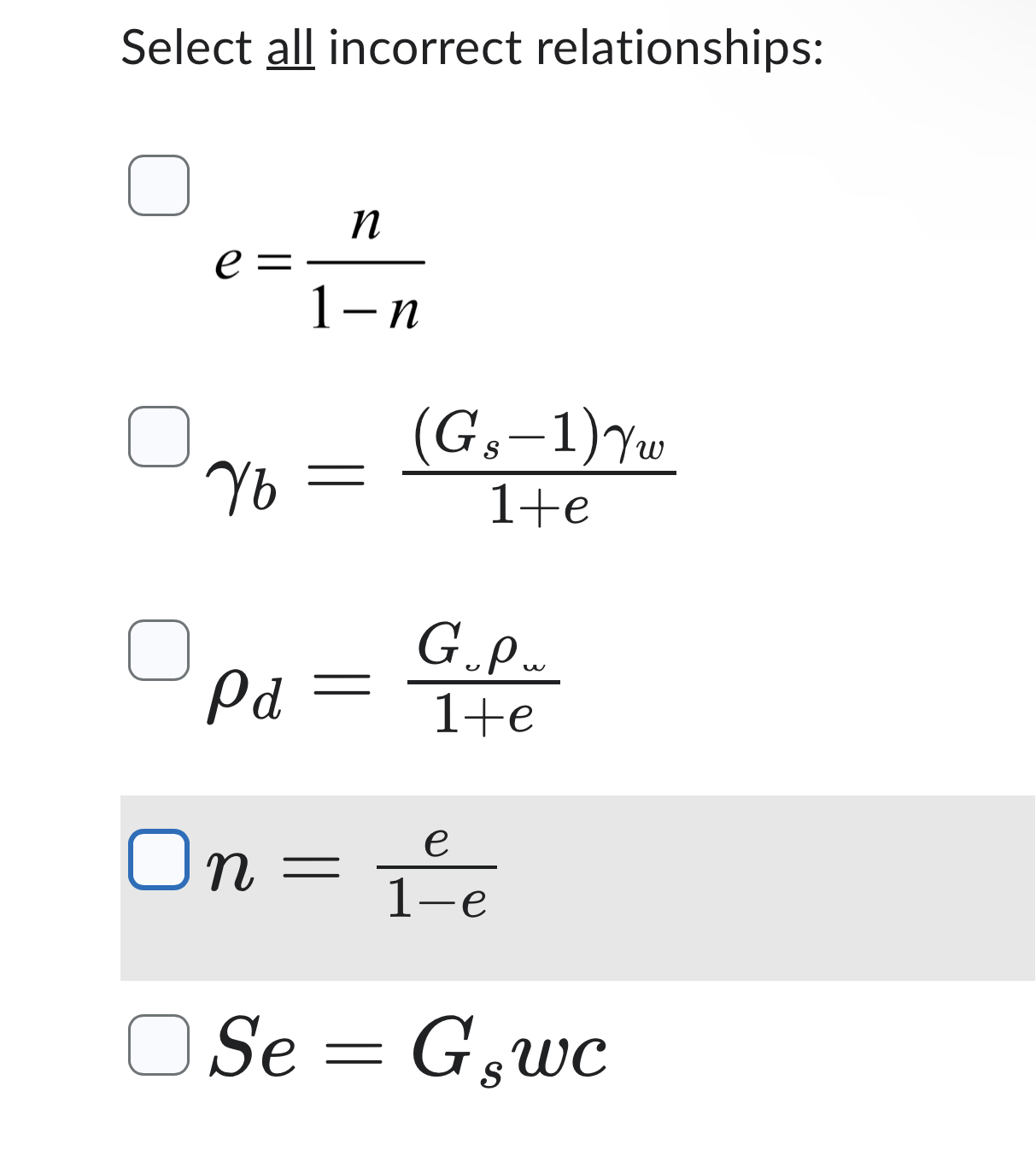 Solved Select all incorrect relationships: | Chegg.com