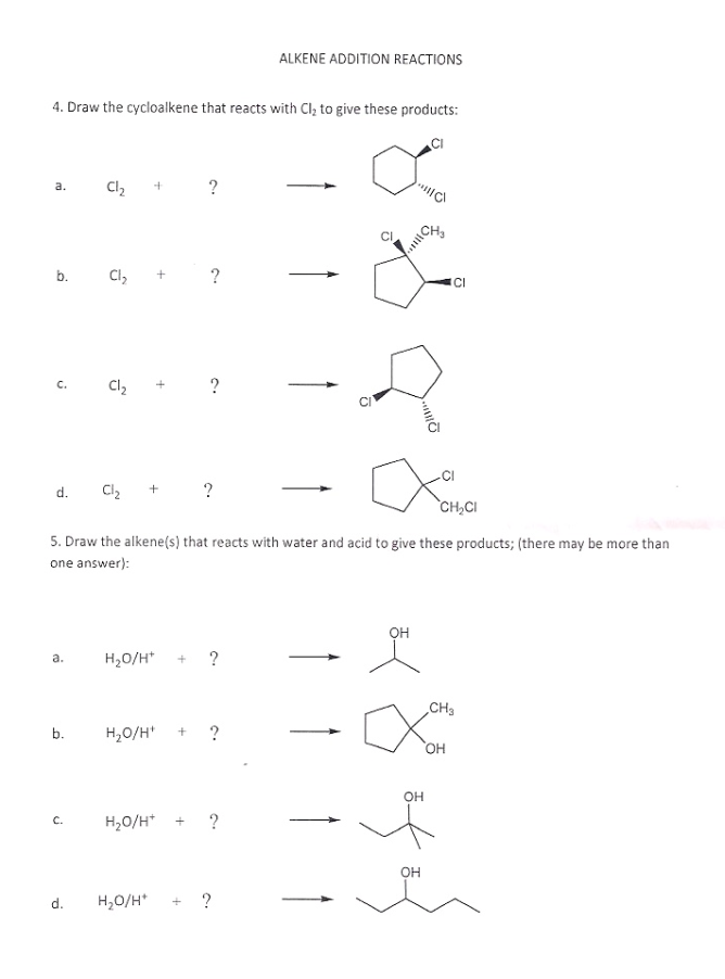 Solved Adding Unsymmetrical Reagents Across an Alkene (H2O, | Chegg.com