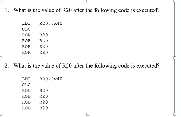 Solved 3. What is the value of R20 after execution of the | Chegg.com