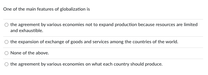 Solved One of the main features of globalization is the | Chegg.com