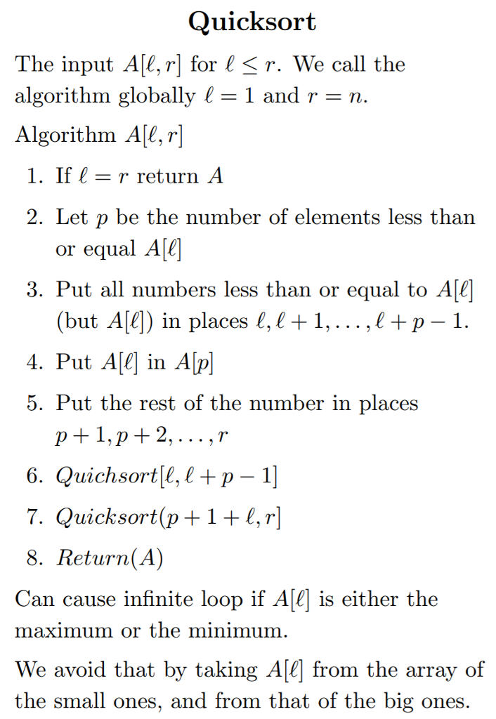Solved Quicksort The input A[l, r] for l