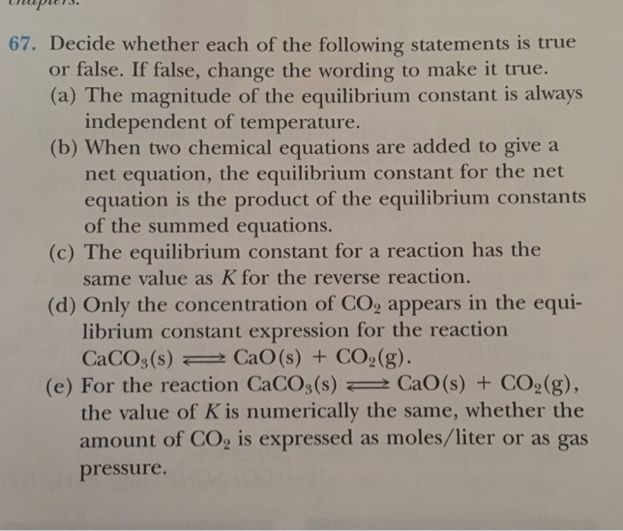 Solved Decide whether each of the following statements is | Chegg.com