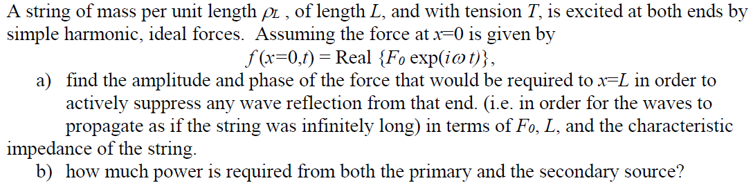 Solved A string of mass per unit length ρL, of length L, and | Chegg.com