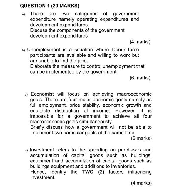 Solved QUESTION 1 (20 MARKS) a) There are two categories of | Chegg.com