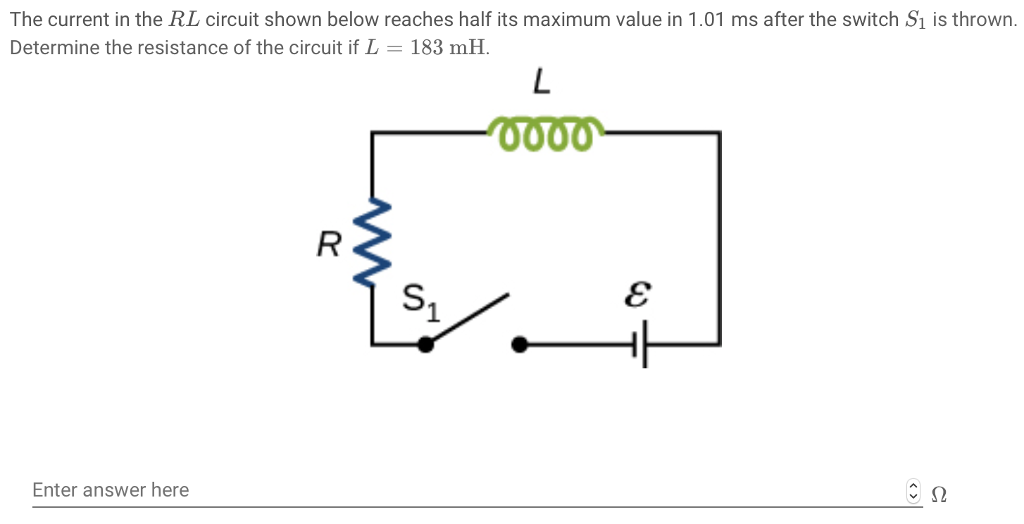 Solved The current in the RL circuit shown below reaches | Chegg.com