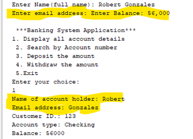 Solved Java issue When I run it, it adds email and balance | Chegg.com