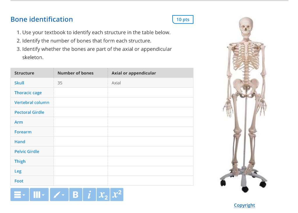 Solved Bone identification 10 pts 1. Use your textbook to | Chegg.com
