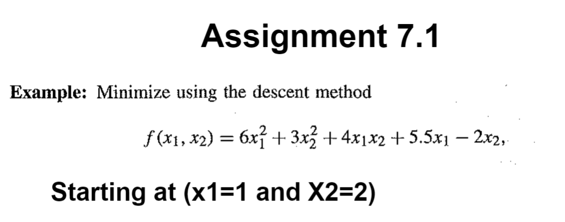 Solved Example: Minimize using the descent method | Chegg.com