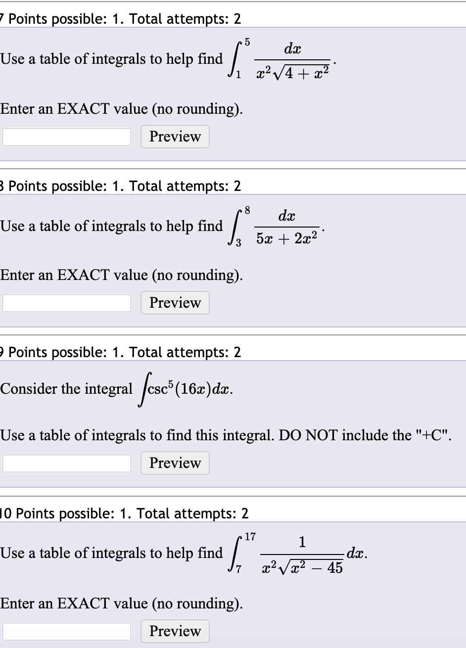 Solved - Points possible: 1. Total attempts: 2 Use a table | Chegg.com
