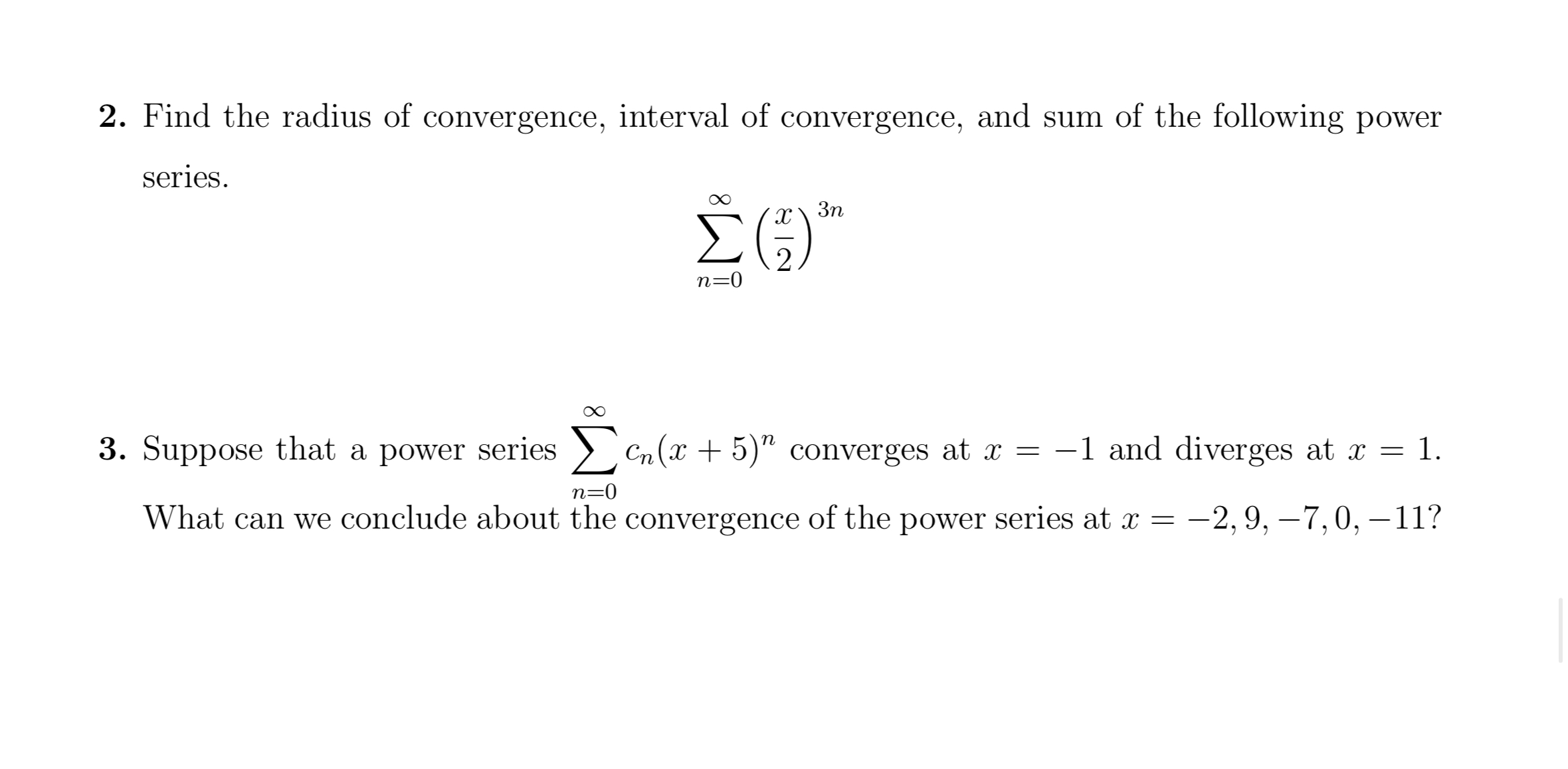 Solved 2. Find the radius of convergence, interval of | Chegg.com