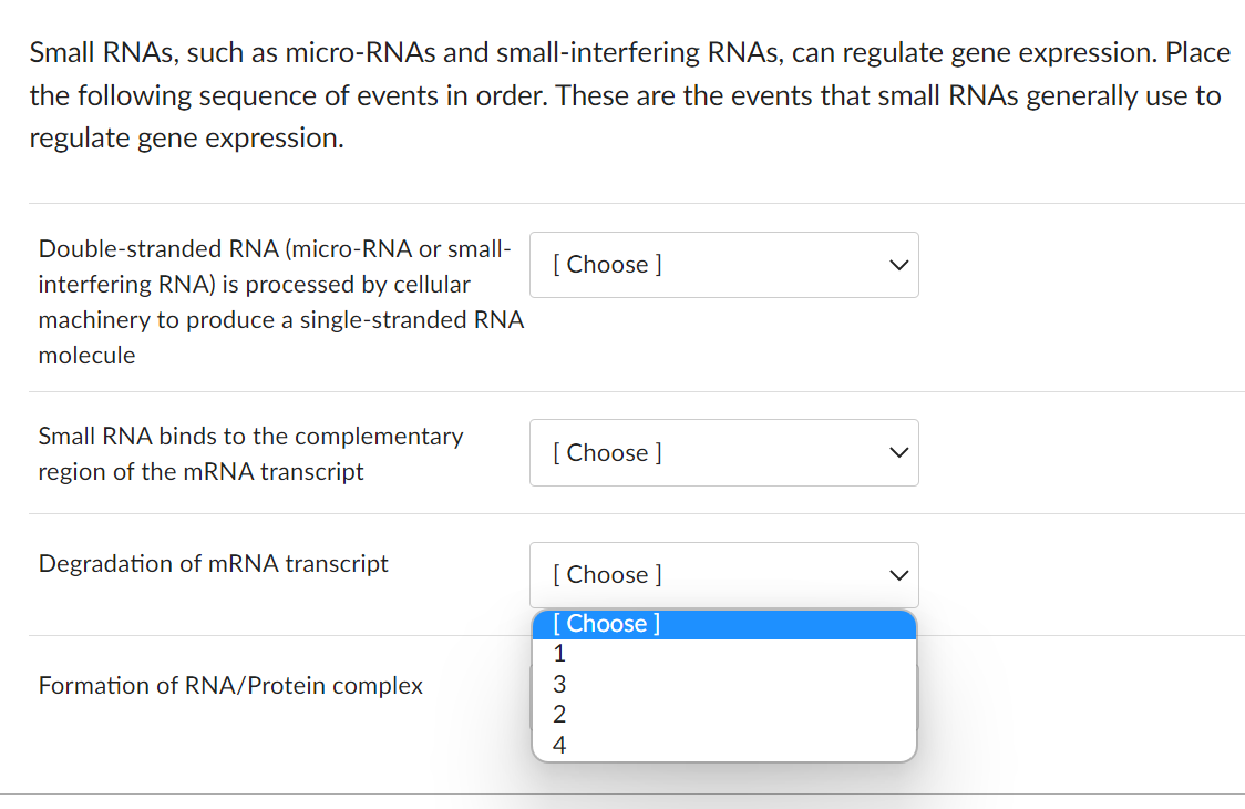 Solved Small RNAs, such as micro-RNAs and small-interfering | Chegg.com