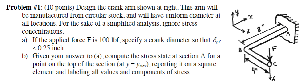 Solved Problem #1: (10 points) Design the crank arm shown at | Chegg.com Solved Problem #1: (10 points) Design the crank arm shown at | Chegg.com