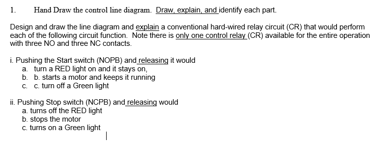 Solved 1. Hand Draw the control line diagram. Draw, explain, | Chegg.com