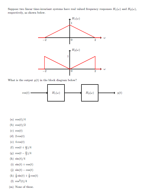 Solved Suppose Two Linear Time Invariant Systems Have Real 