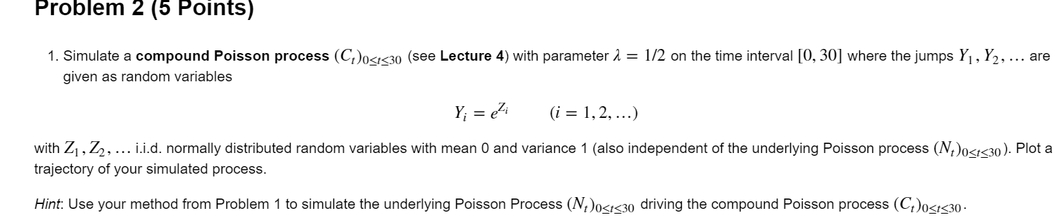 Problem 2 15 Points 1 Simulate A Compound Poisson 