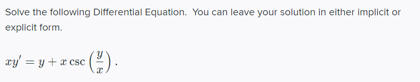 Solved Solve the following Differential Equation. You can | Chegg.com