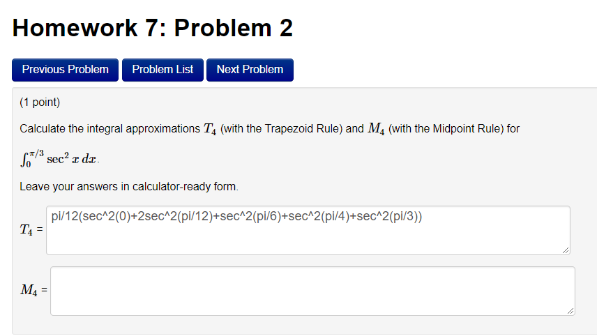 Solved Homework 7 Problem 2 Previous Problem Problem List