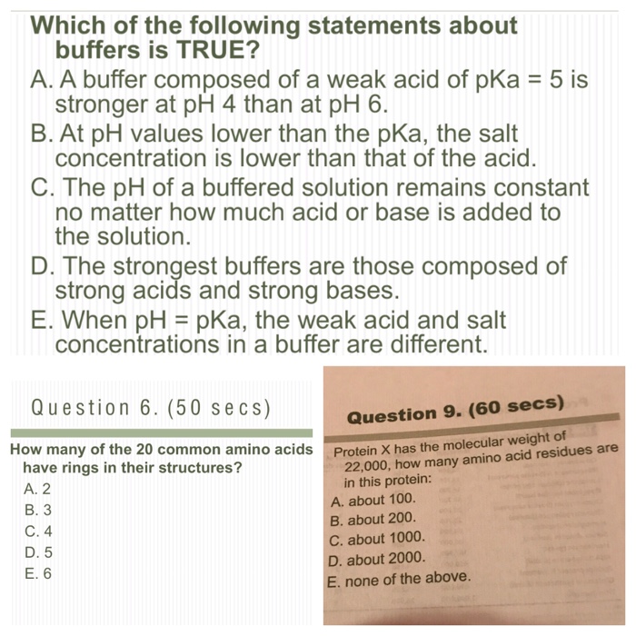 Solved Which of the following statements about A. A buffer | Chegg.com