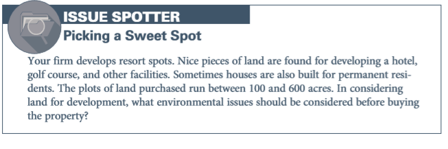 Solved ISSUE SPOTTER Picking a Sweet Spot Your firm develops | Chegg.com