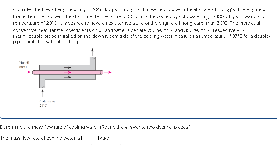 Solved Consider the flow of engine oil (cp=2048 J/kg⋅K) | Chegg.com