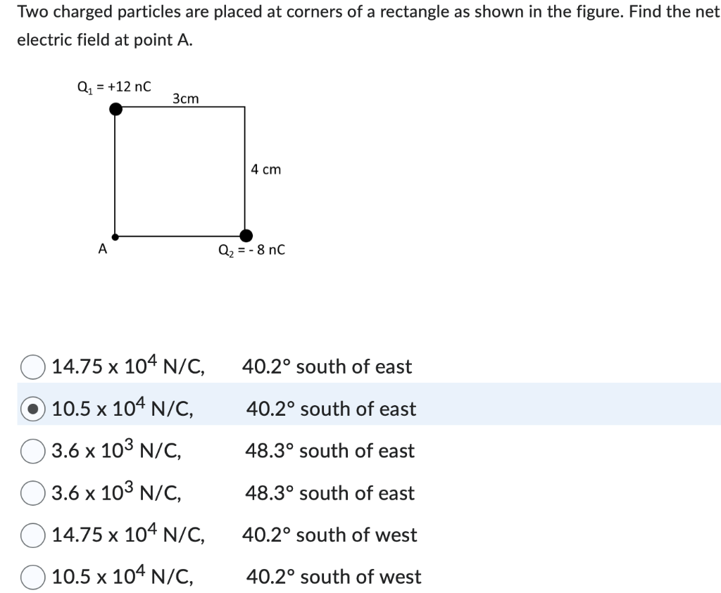 Solved Two charged particles are placed at corners of a | Chegg.com