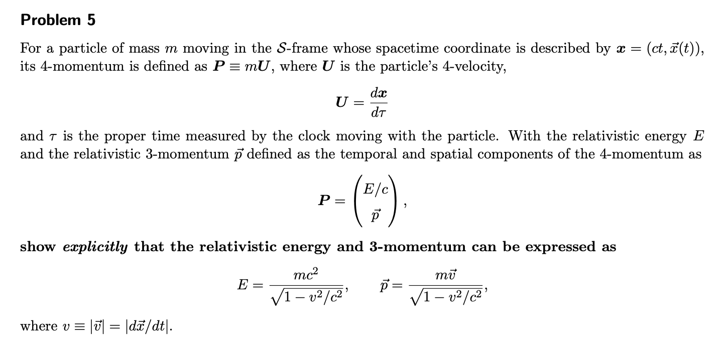 Solved Problem 5 For a particle of mass m moving in the | Chegg.com