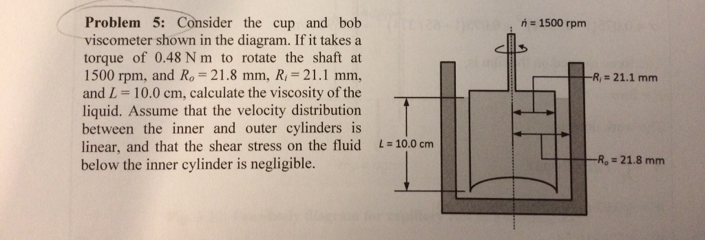 Solved Problem 5: Consider the cup and bob viscometer shown | Chegg.com