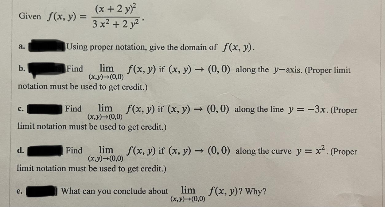 Solved Given f(x, y) = (x + 2 y)2 3 x2 + 2y2' a. Using | Chegg.com