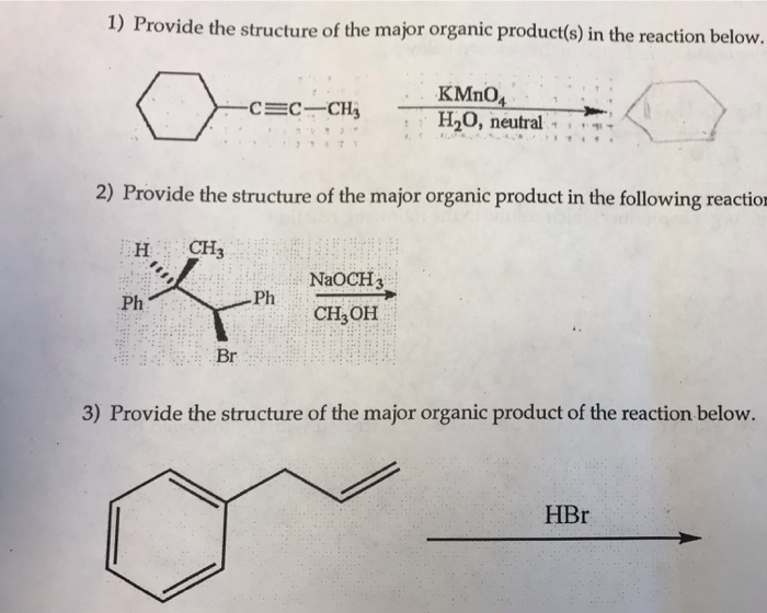 Solved 1) Provide the structure of the major organic | Chegg.com