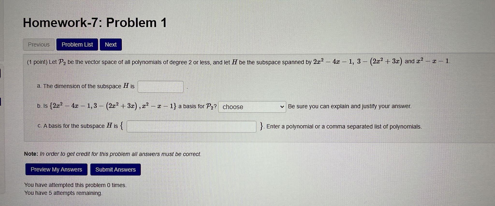 Solved Homework 7 Problem 1 Previous Problem List Next 1