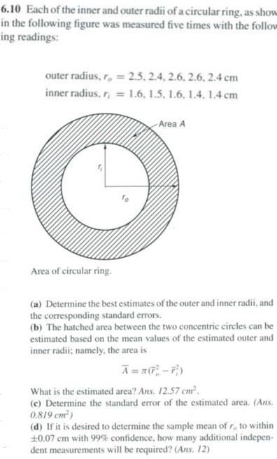 Solved 6.10 Each of the inner and outer radii of a circular | Chegg.com