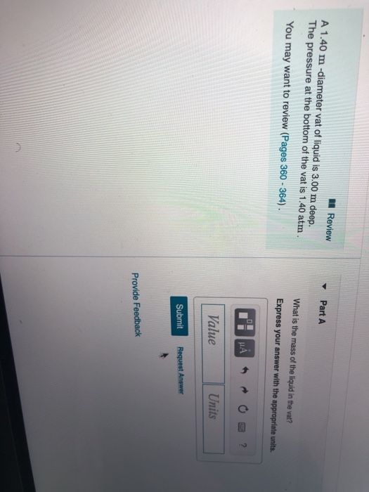 Solved PartA A 1.40 m -diameter vat of liquid is 3.00 m | Chegg.com