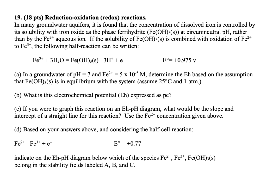 Solved 19. (18 pts) Reduction-oxidation (redox) reactions. | Chegg.com