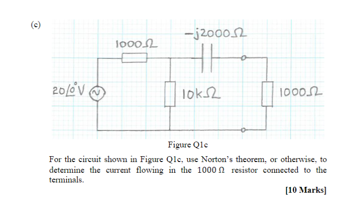 Solved For the circuit shown in Figure Q1c, use Norton's | Chegg.com