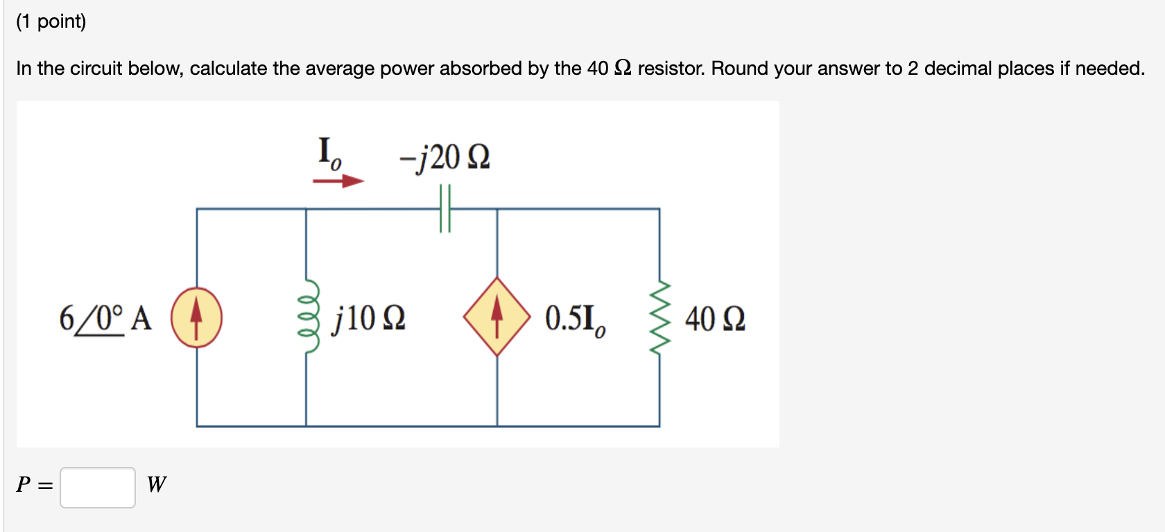 Solved (1 point) In the circuit below, calculate the average | Chegg.com