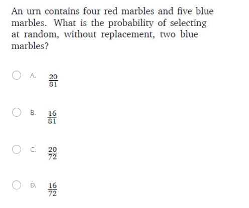 Solved An urn contains four red marbles and five blue | Chegg.com