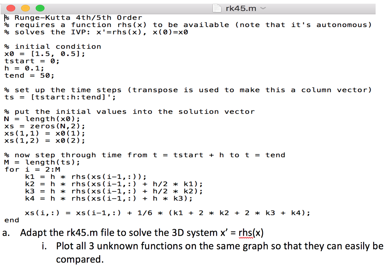 rk45.m Po Runge-Kutta 4th/5th Order % requires a | Chegg.com
