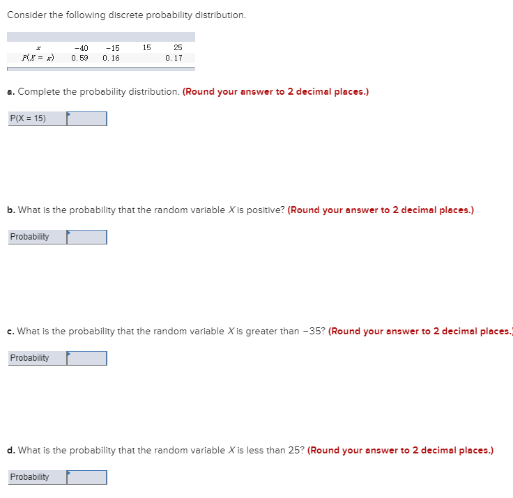 Solved Consider the following discrete probability | Chegg.com