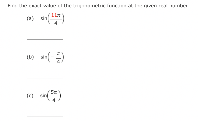 Solved Find the exact value of the trigonometric function at | Chegg.com