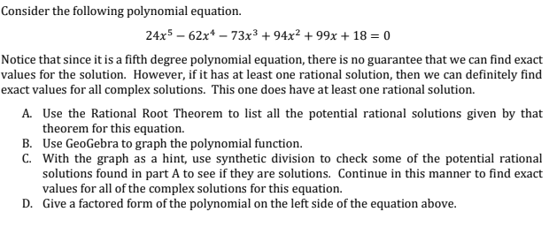 Solved Consider the following polynomial equation. | Chegg.com