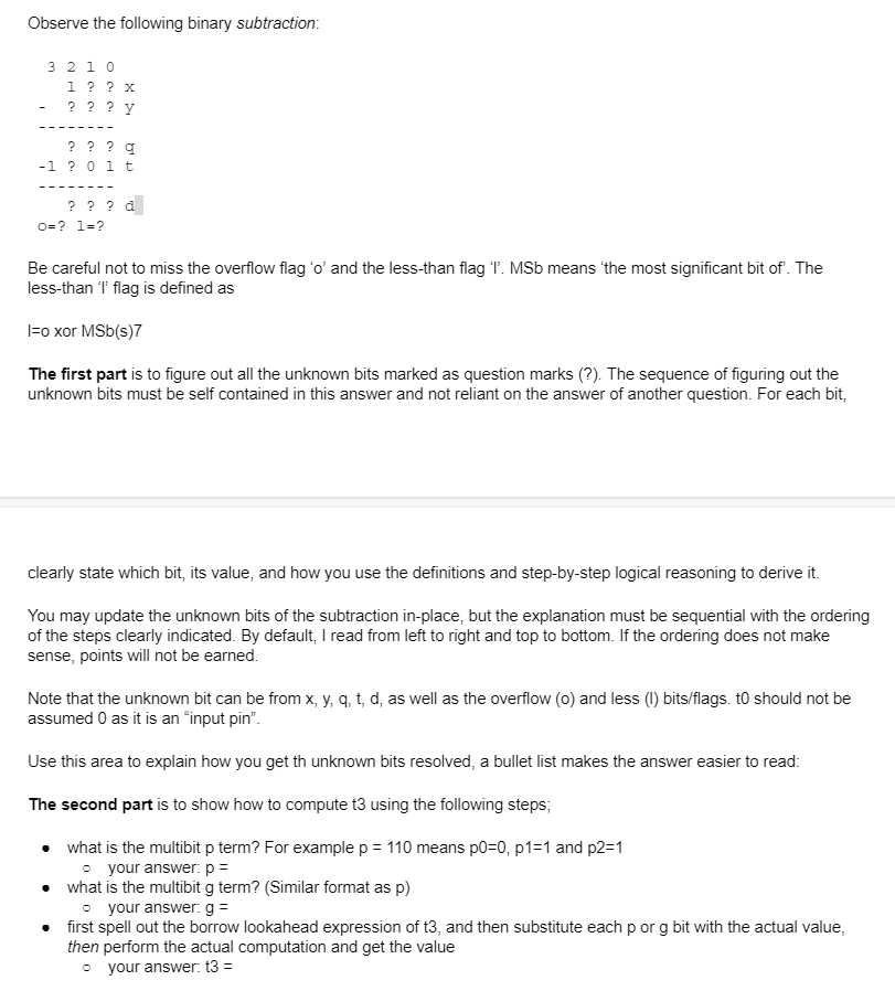Solved Observe the following binary subtraction: 3 2 10 1 ? | Chegg.com