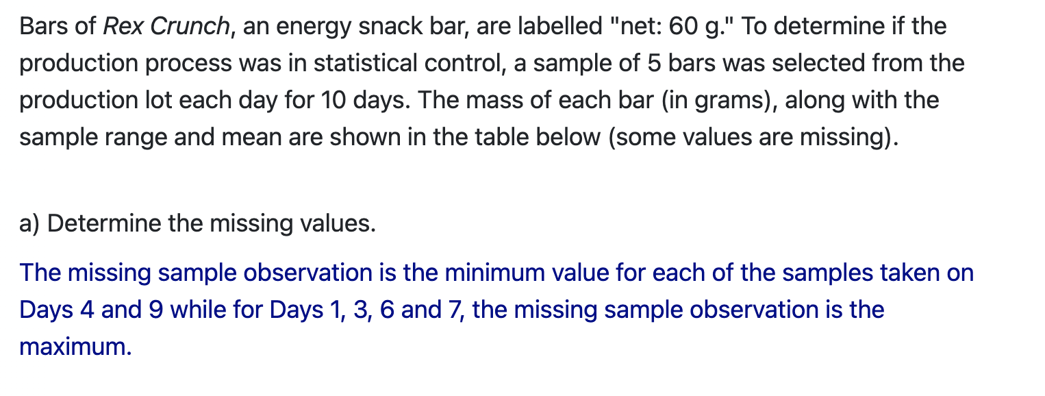 Solved Bars of Rex Crunch, an energy snack bar, are labelled | Chegg.com