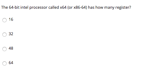 Solved The 64-bit intel processor called x64 (or x86-64) has | Chegg.com