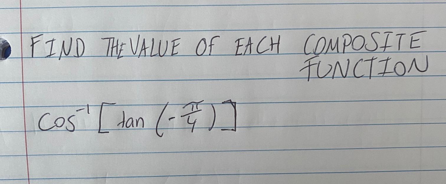 Solved FIND THE VALUE OF EACH COMPOSITE FUNCTION Cos I tan | Chegg.com