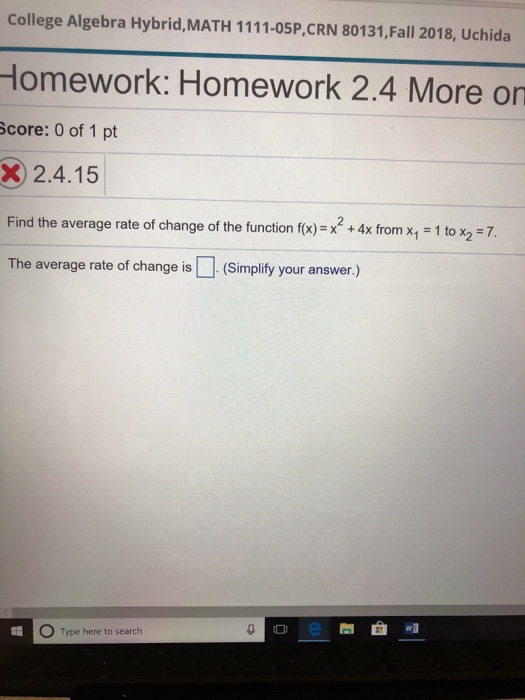 Solved College Algebra Hybrid,MATH 1111-05P,CRN 80131,Fall | Chegg.com