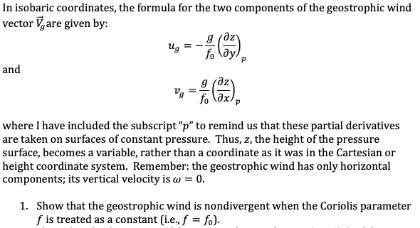 Solved In isobaric coordinates, the formula for the two | Chegg.com